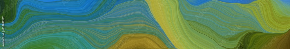 beautiful wide colored banner with sea green, steel blue and yellow ...