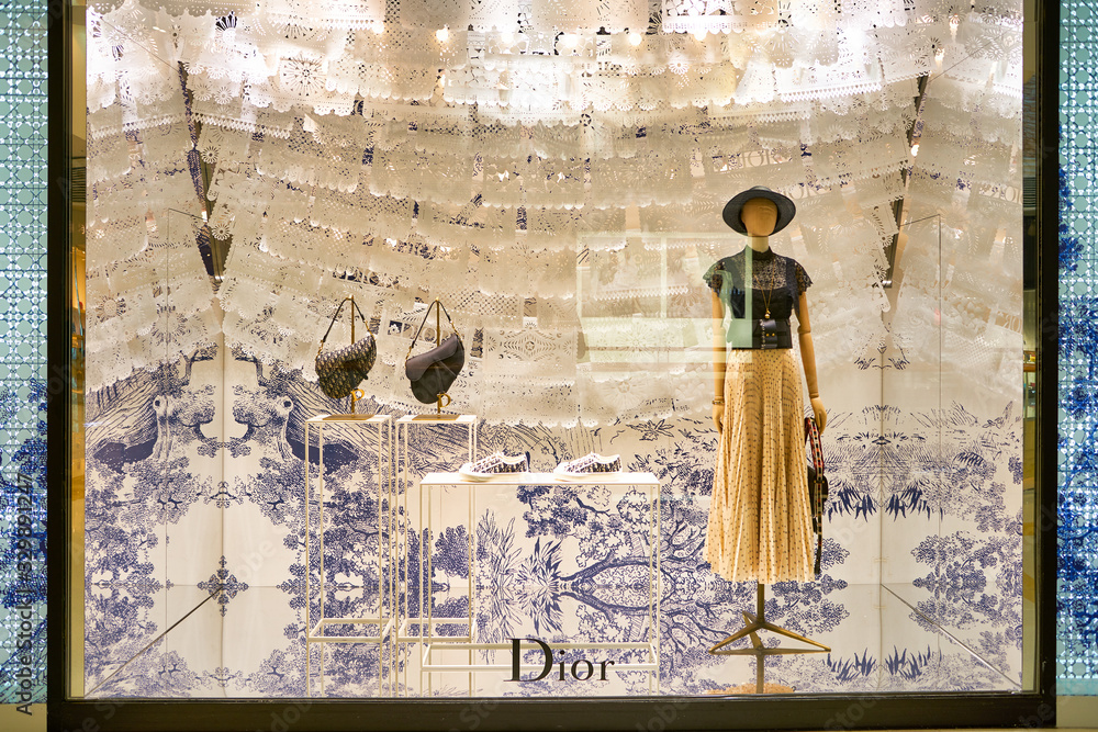 HONG KONG, CHINA - CIRCA JANUARY, 2019: display window at Dior store in ...