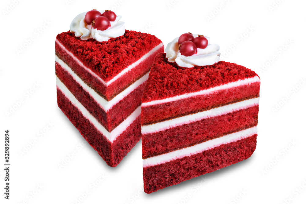 Red velvet cake with cream cheese filling Stock Photo | Adobe Stock
