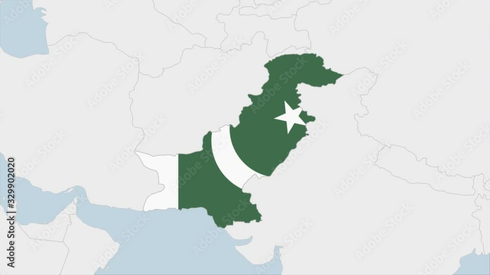 Pakistan map highlighted in Pakistan flag colors and pin of country ...