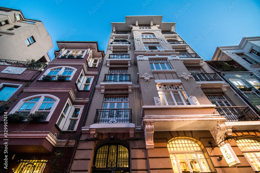 ISTANBUL, TURKEY - October, 2019: Colorful street scene with very ...