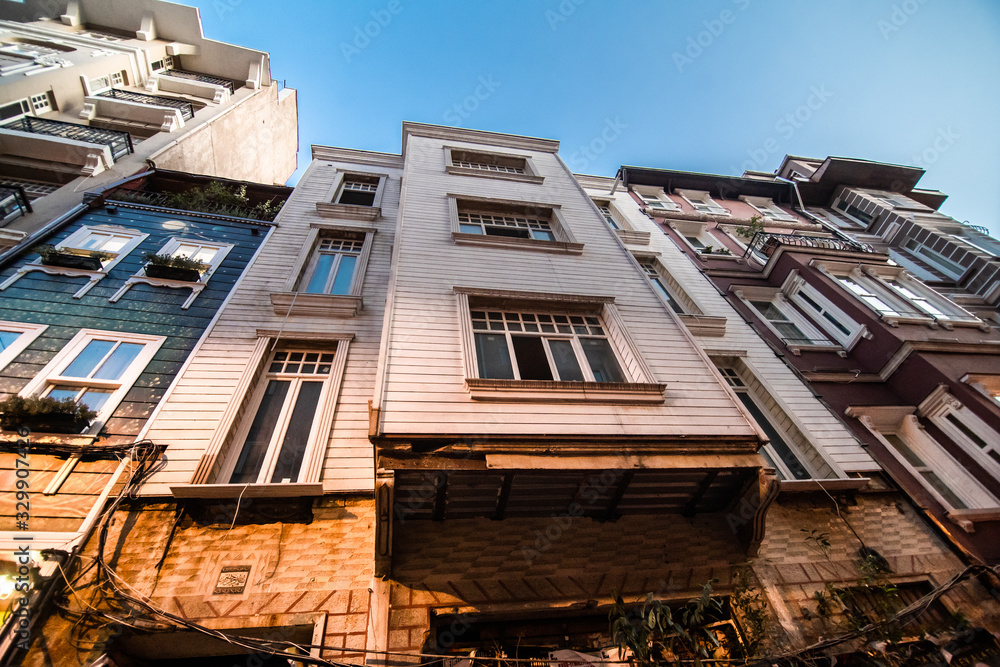 ISTANBUL, TURKEY - October, 2019: Colorful street scene with very ...