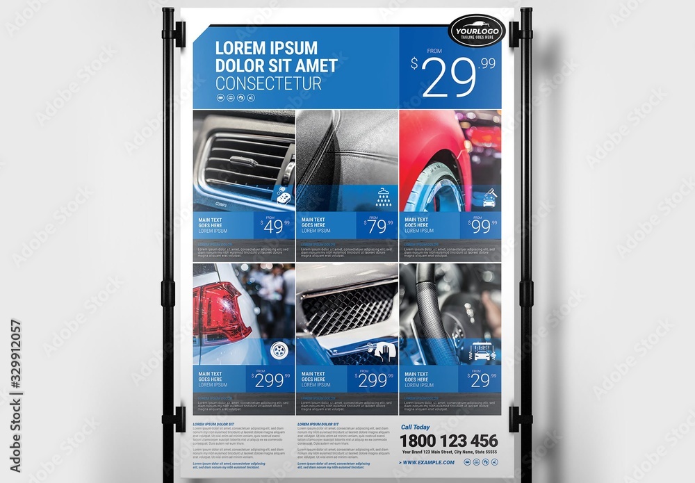 Blue and White Poster Layout Stock Template | Adobe Stock