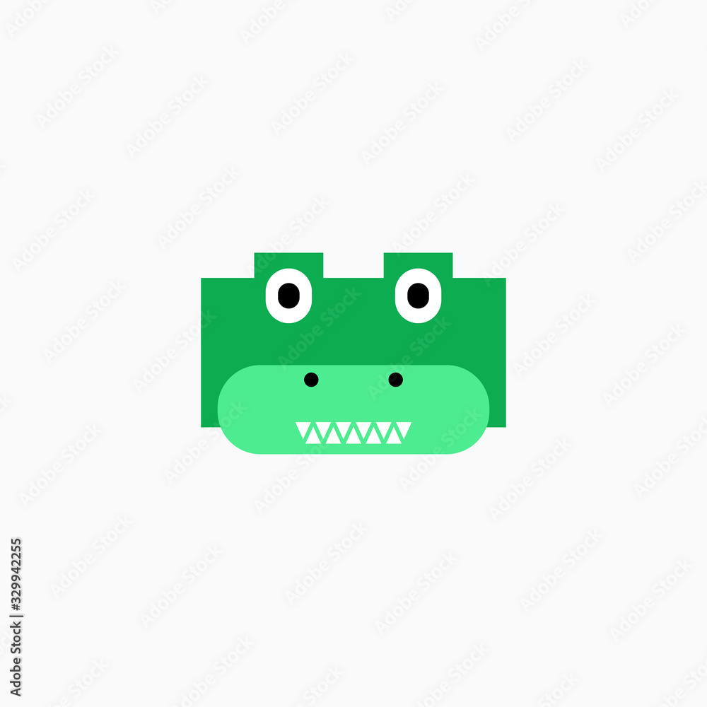 Cute cartoon Crocodile face. Sticker with funny character. Alligator ...