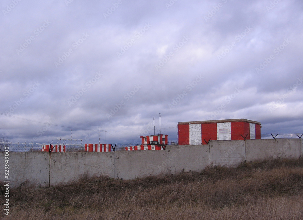 secret base with radio towers for signal transmission aviation beacons ...