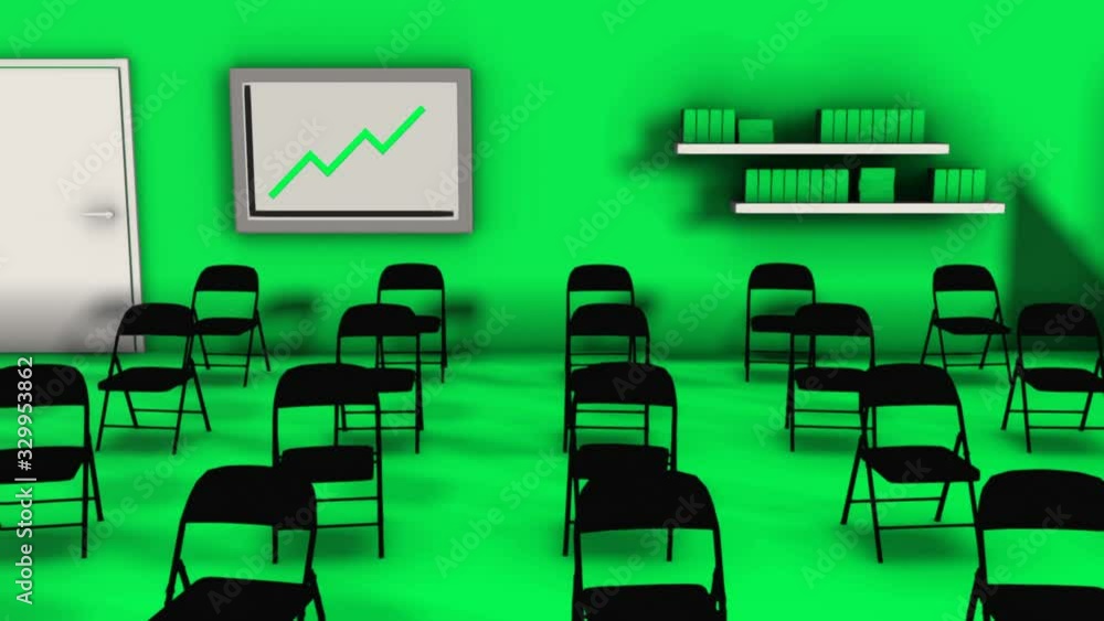 Abstract 3D layout of the room with different objects and furniture ...