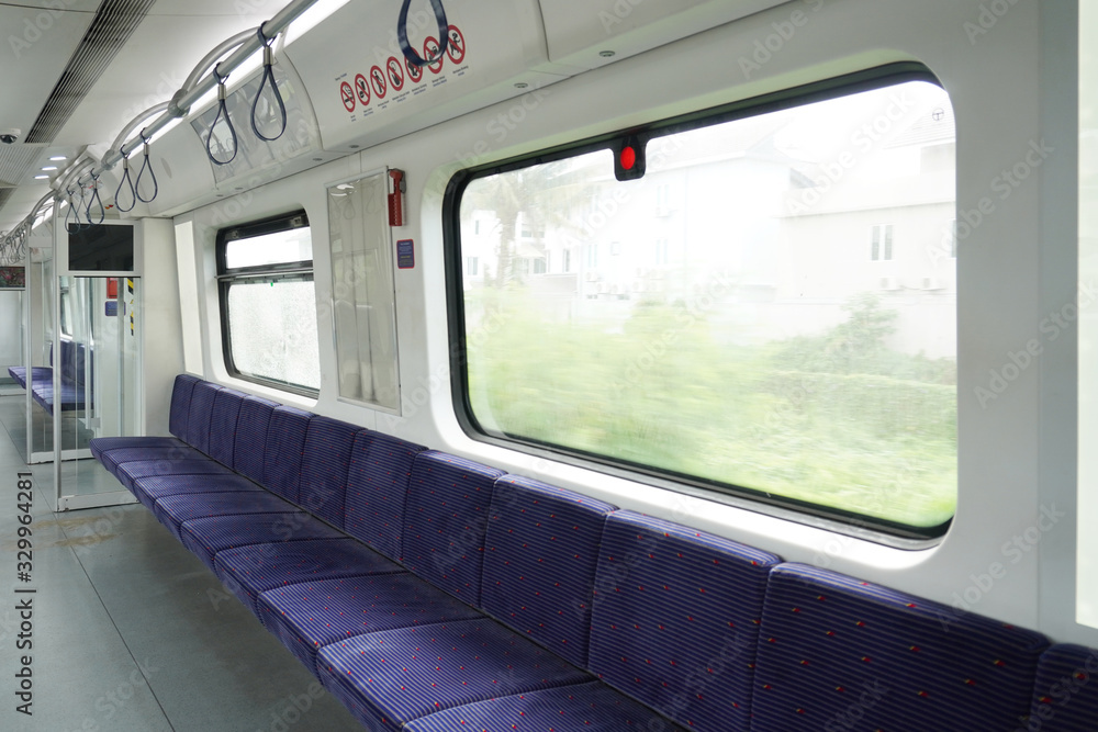 An interior of Malaysian famous local train KTM Komuter. Stock Photo ...