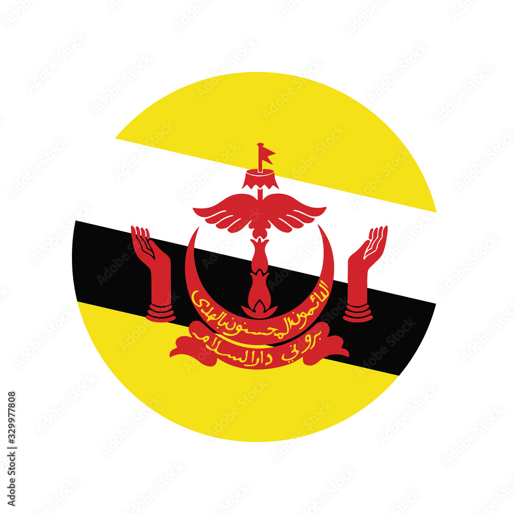 Brunei Darussalam flag in glossy round button of icon. flag logo of ...