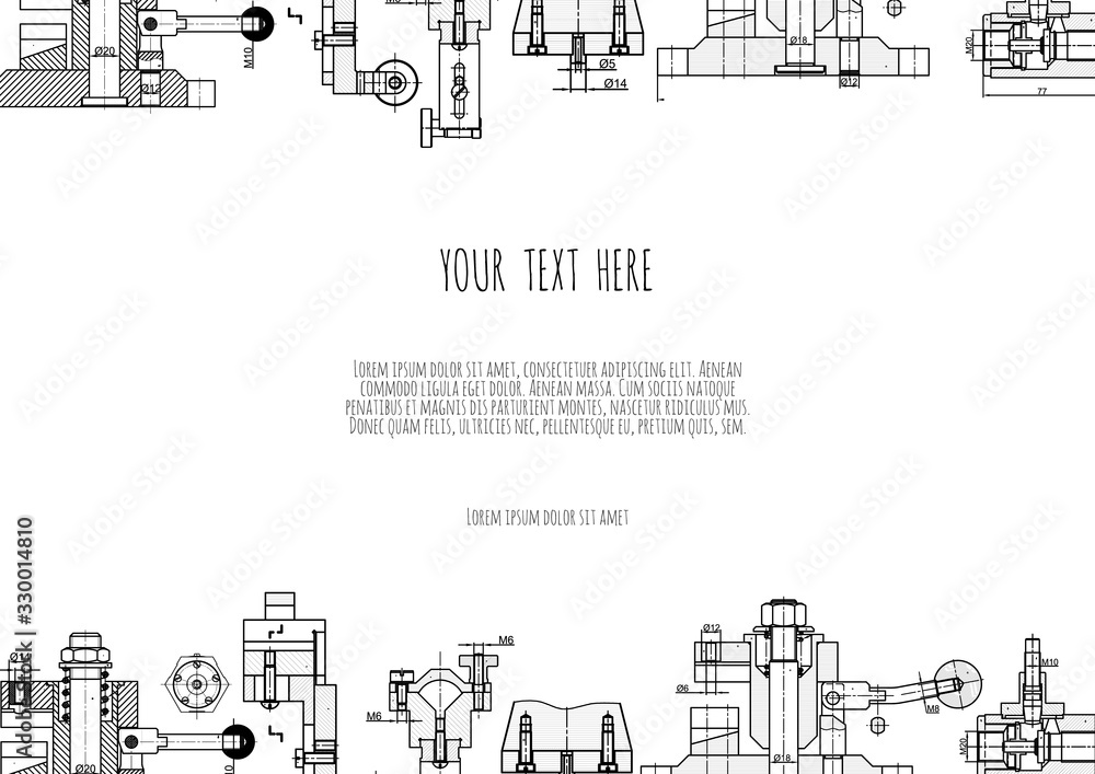 Engineering backgrounds. Mechanical engineering drawings. Cover. Banner ...