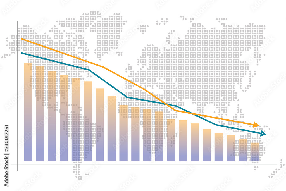 Chart of financial decline with a trend line chart. Global economic ...