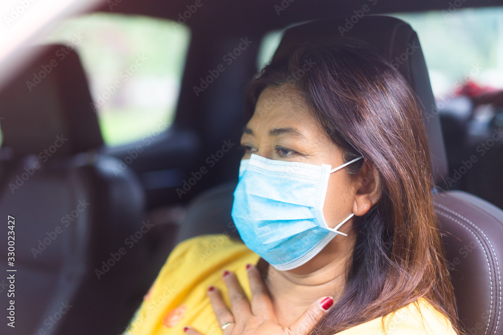 Covid-19 and Air pollution pm2.5 concept.Indian illness woman panic and ...