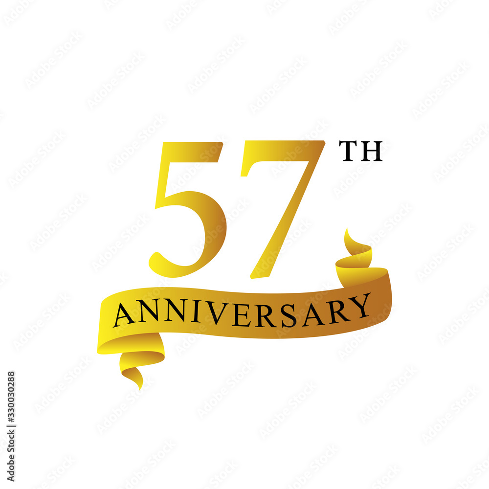 Ribbon anniversary 57th years logo Stock Vector | Adobe Stock