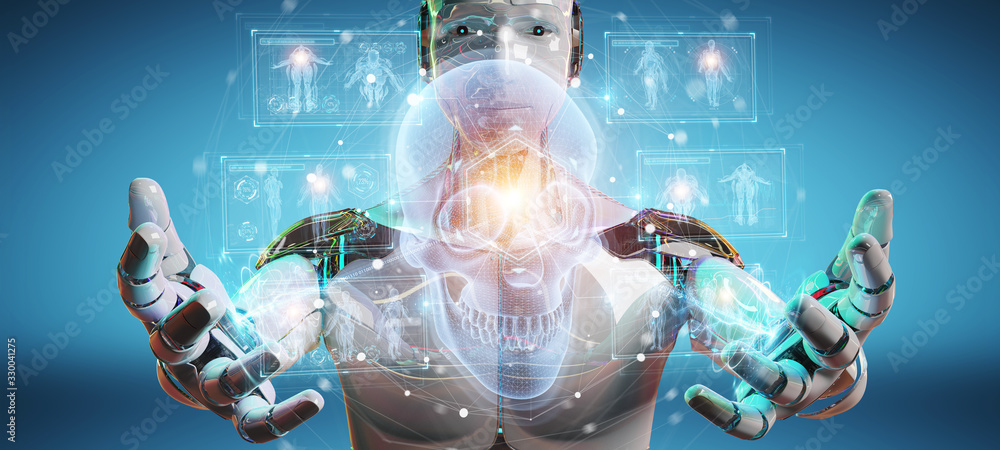 Robot using digital x-ray skull holographic scan projection 3D ...
