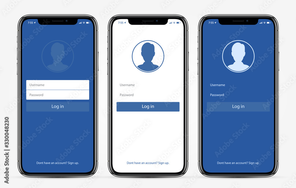 Login screen in three color style. Sign in app. Vector illustration ...