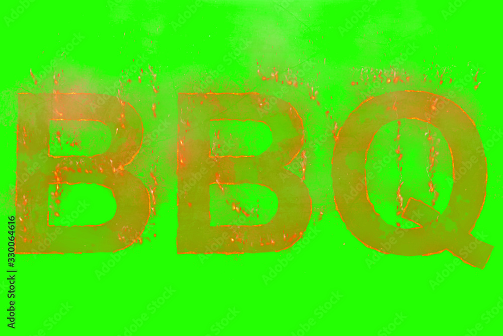 written bbq in word with rising flames on chroma key green screen ...