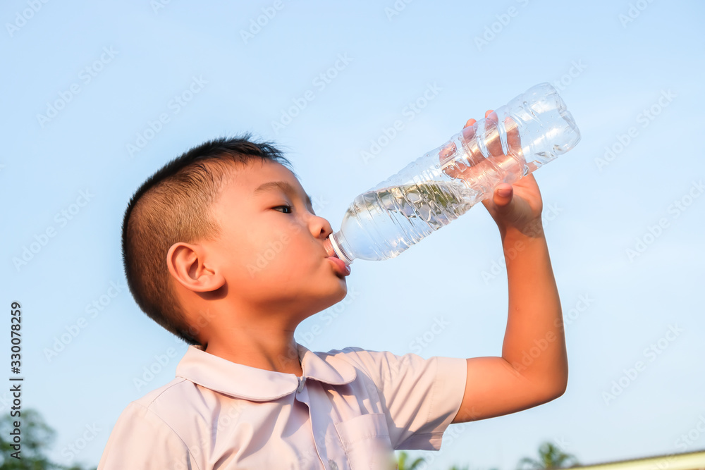 Portrait image of child 5-6 years old. Happy Asian child student boy ...