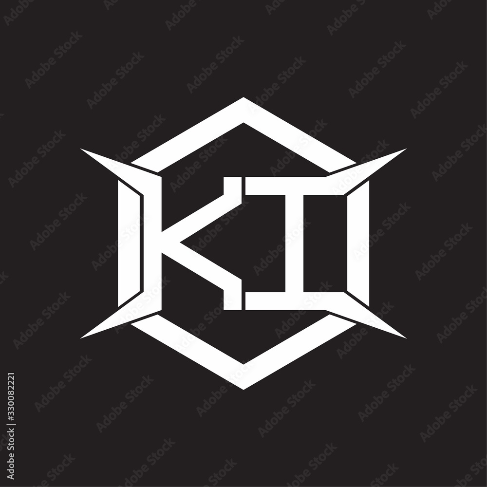 KI Logo monogram with hexagon and four taper shape design template ...
