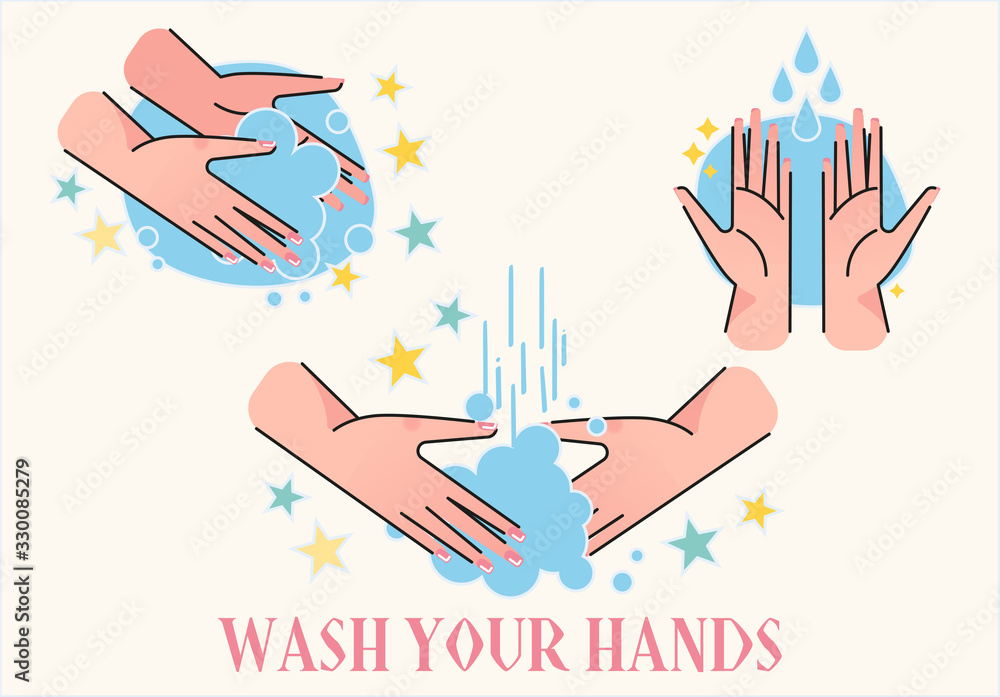 Washing hand hygiene hygienic illustration vector Stock Vector | Adobe ...