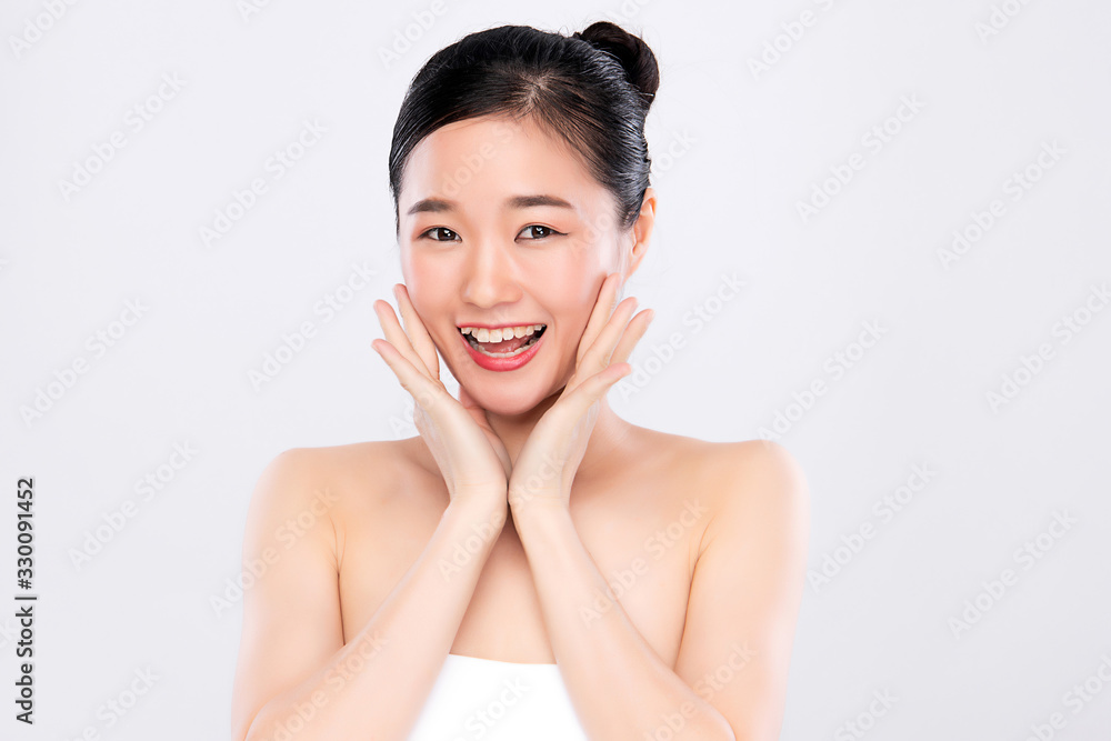 Beautiful Young Asian Woman with Clean Fresh Skin. Face care, Facial ...