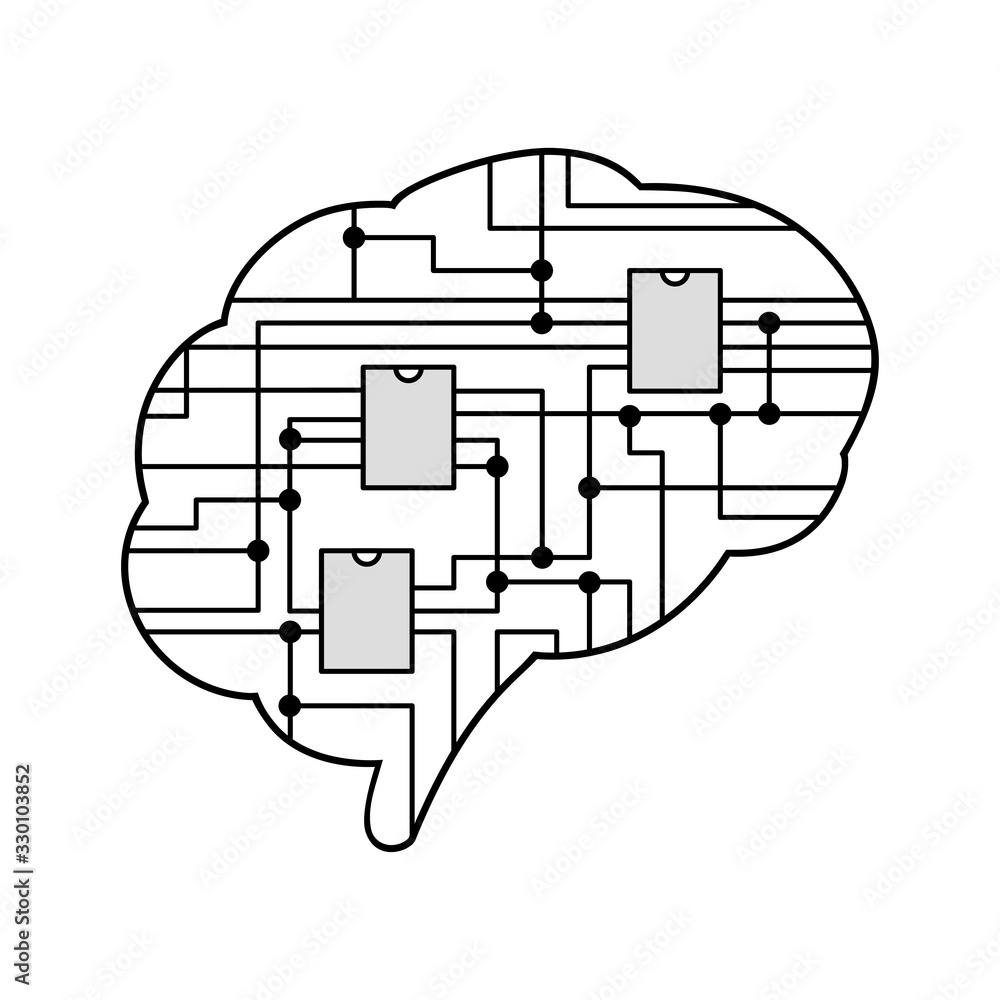 Vector illustration with modern concept of artificial Intelligence ...