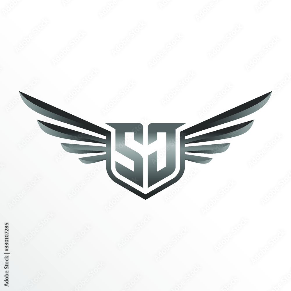 Initial Letter SJ with Wings Stock Vector | Adobe Stock