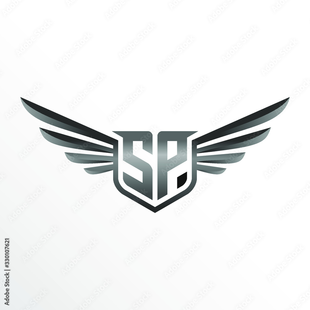Initial Letter SP with Wings Stock Vector | Adobe Stock