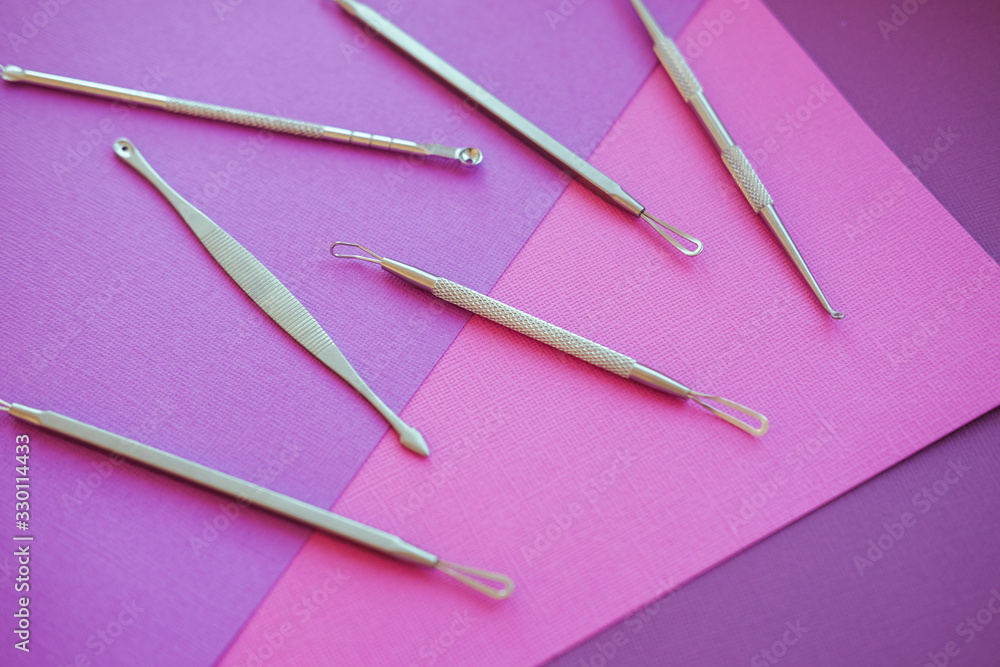 Tools for removing acne. Tools of the cosmetologist for problem skin on ...