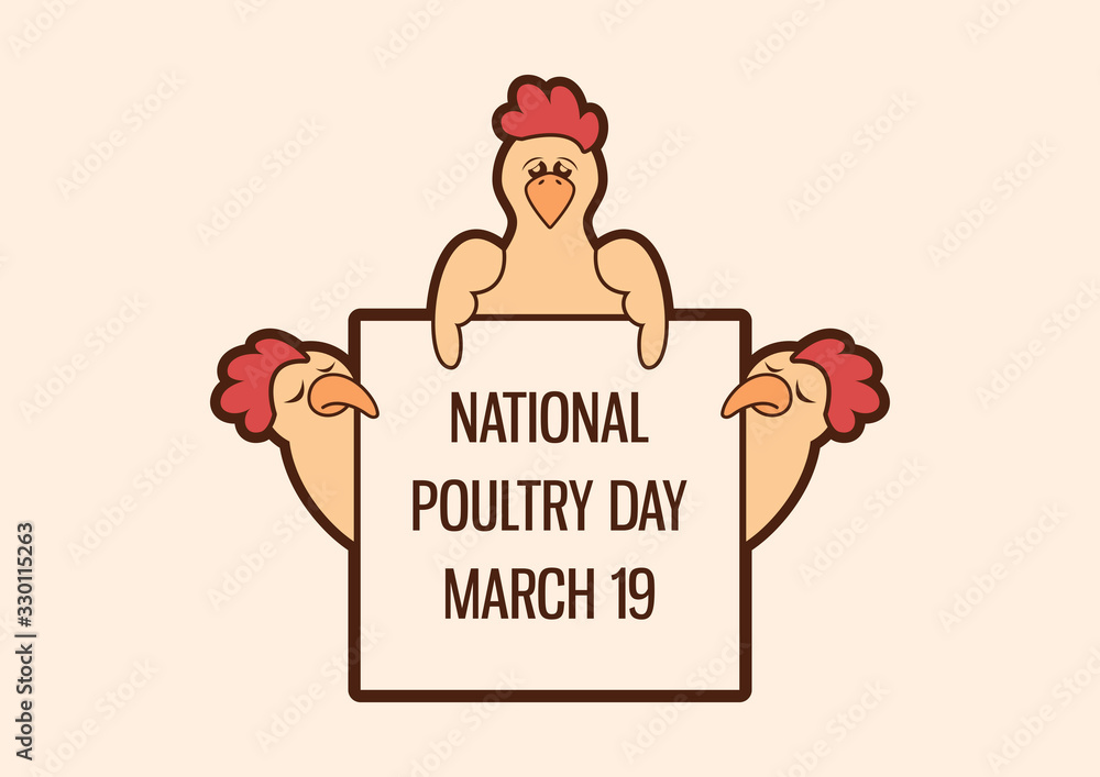 National Poultry Day vector. Chicken with a sign. Sad hen cartoon ...