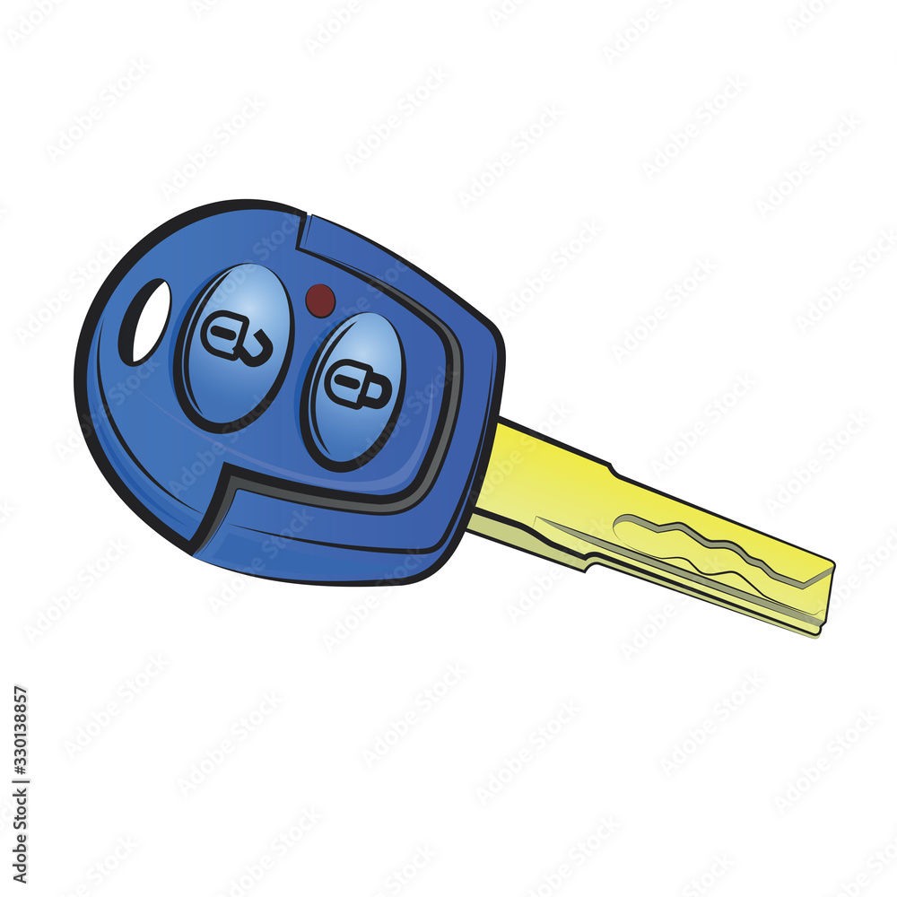 Car Key.Vector cartoon illustration isolated on white background. Stock ...