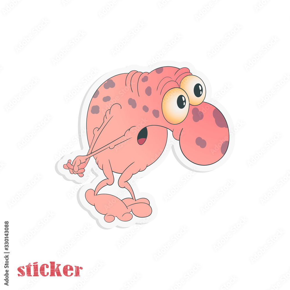Spotted pink monster with a big nose. Illustration in the form of a ...