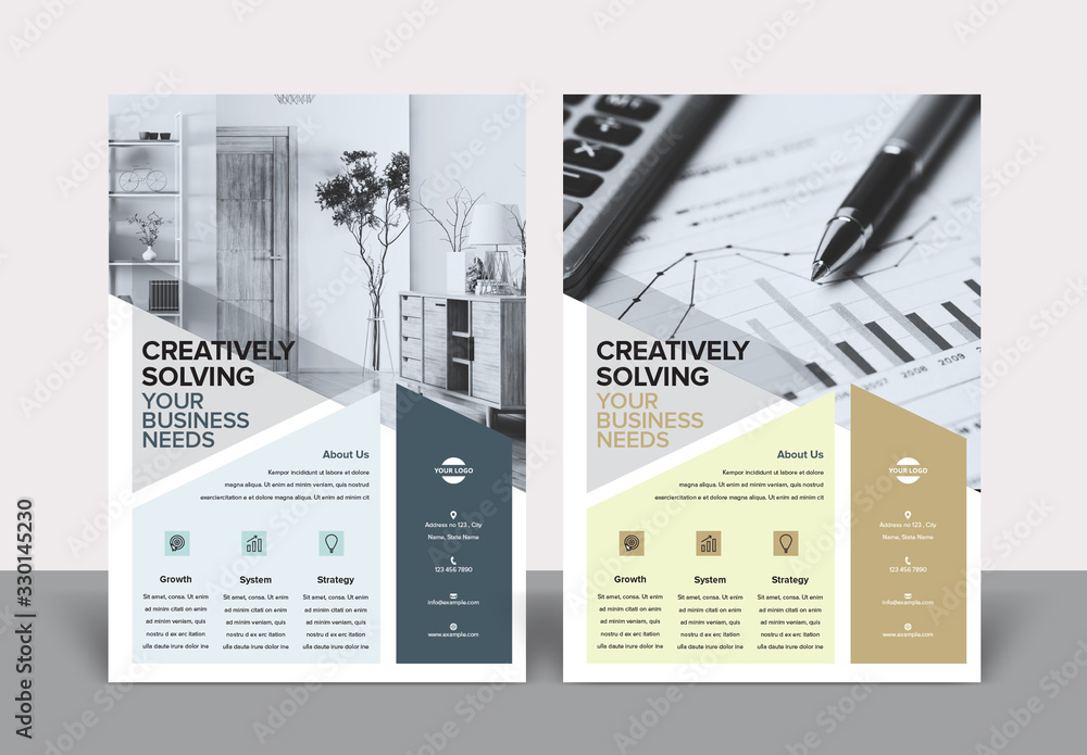 Flyer Layout with Big Image and Diagonal Geometric Elements Stock ...