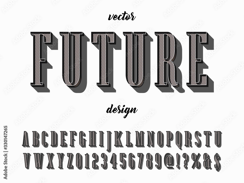 Alphabet font.Typeface.Script.Shadow Effect.Handcrafted handwritten ...