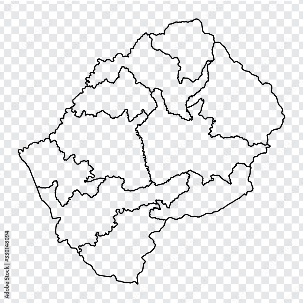 Blank map of Lesotho. High quality map Kingdom of Lesotho with ...