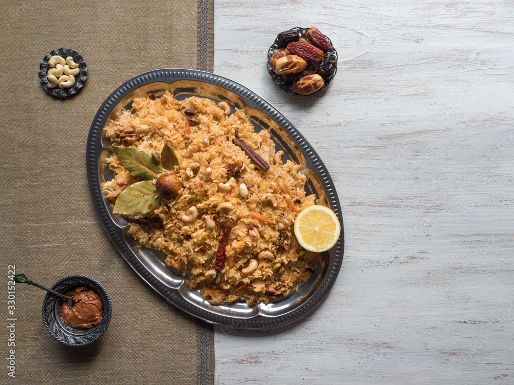 Traditional Arabic Basmati rice with vegetables. Arabic cuisine ...