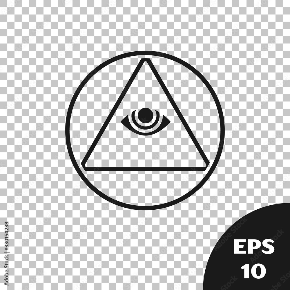 Black Masons symbol All-seeing eye of God icon isolated on transparent ...