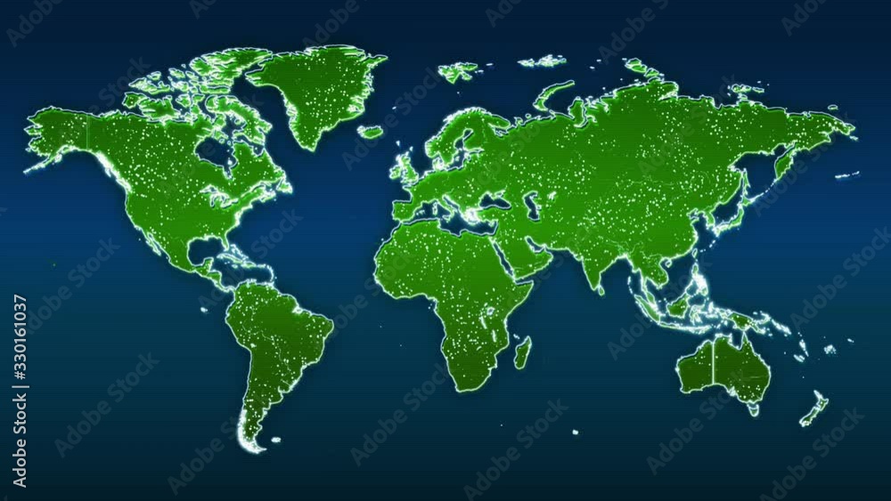 World Map Global Technology Background/ 4k animation of a hi-tech ...