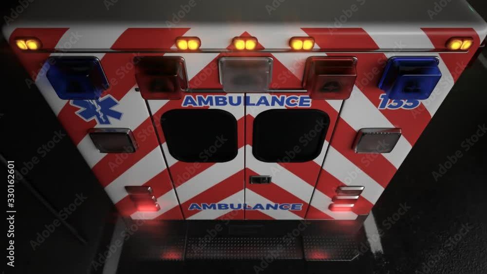 Ambulance truck lights flashing in a closeup. Seamless, looping ...