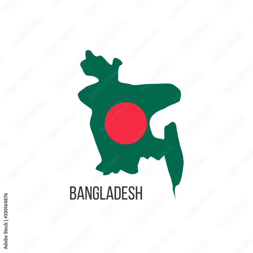 Bangladesh flag map. The flag of the country in the form of borders ...