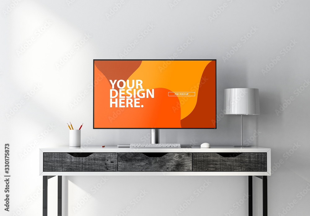 Modern Computer Display Monitor Screen Mockup Stock Template | Adobe Stock