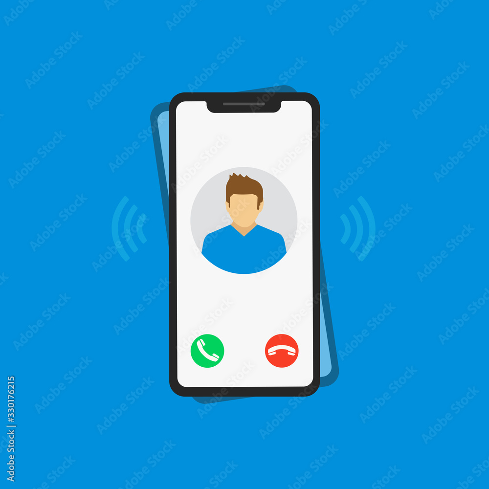 Phone calls app smartphone interface in flat design vector template ...