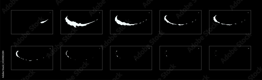 Shine animation effect. shiny trail effect sprite sheet. frame by frame ...