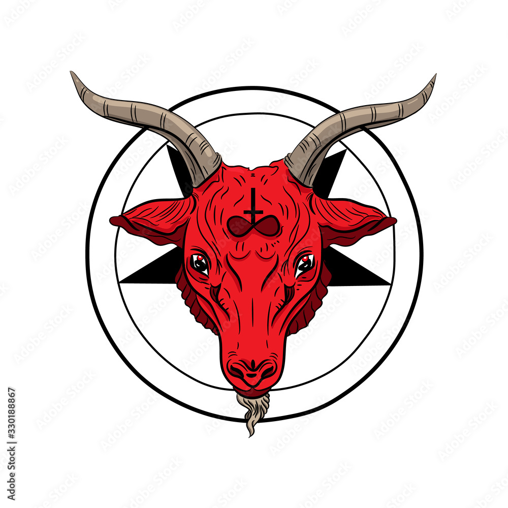 Goat headed demon,Upside down cross,Baphomet,Satan Stock Illustration ...