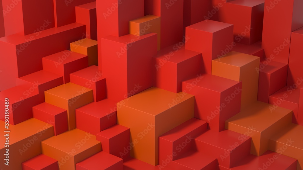 Creative drawing of 3D simulation scene color product exhibition stand ...