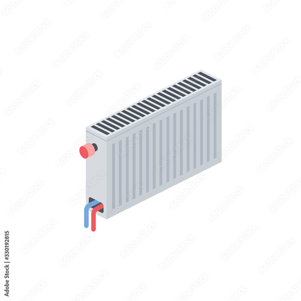 Heating battery. Vector 3d isometric, color web icon, new flat style ...