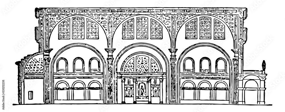 Basilica, used to describe an ancient Roman public building, vintage ...