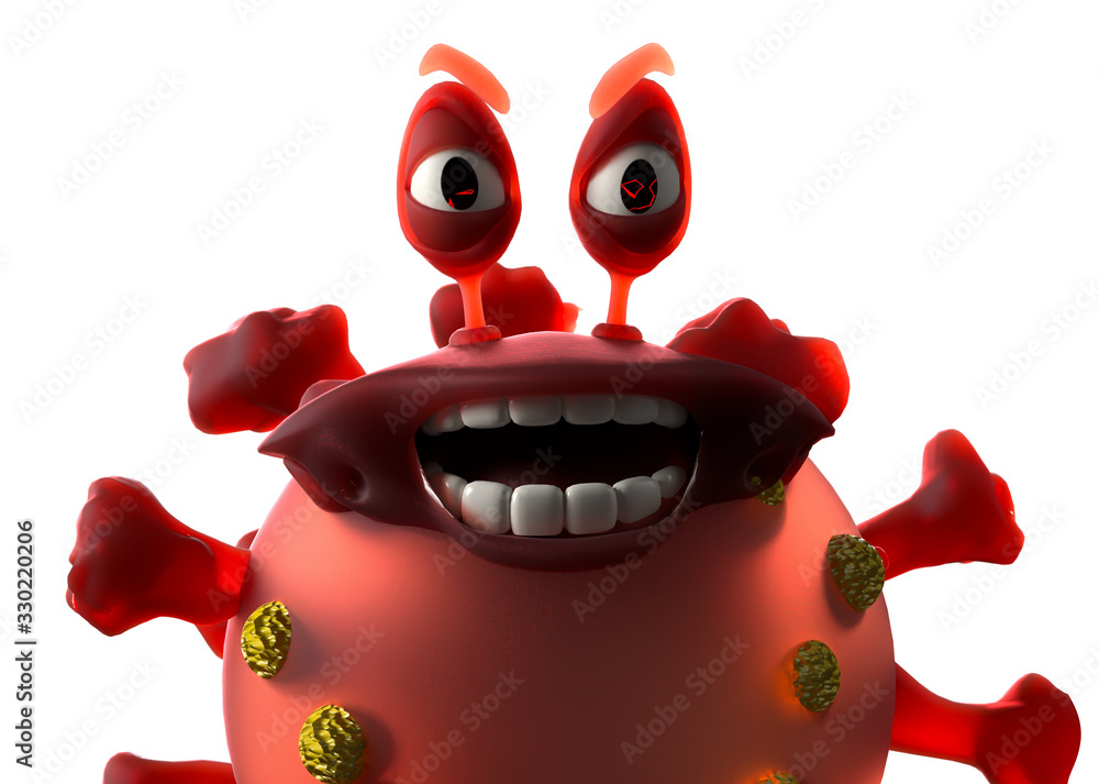cartoon virus Covid 19 coronavirus quarantine concept 3d render Stock ...