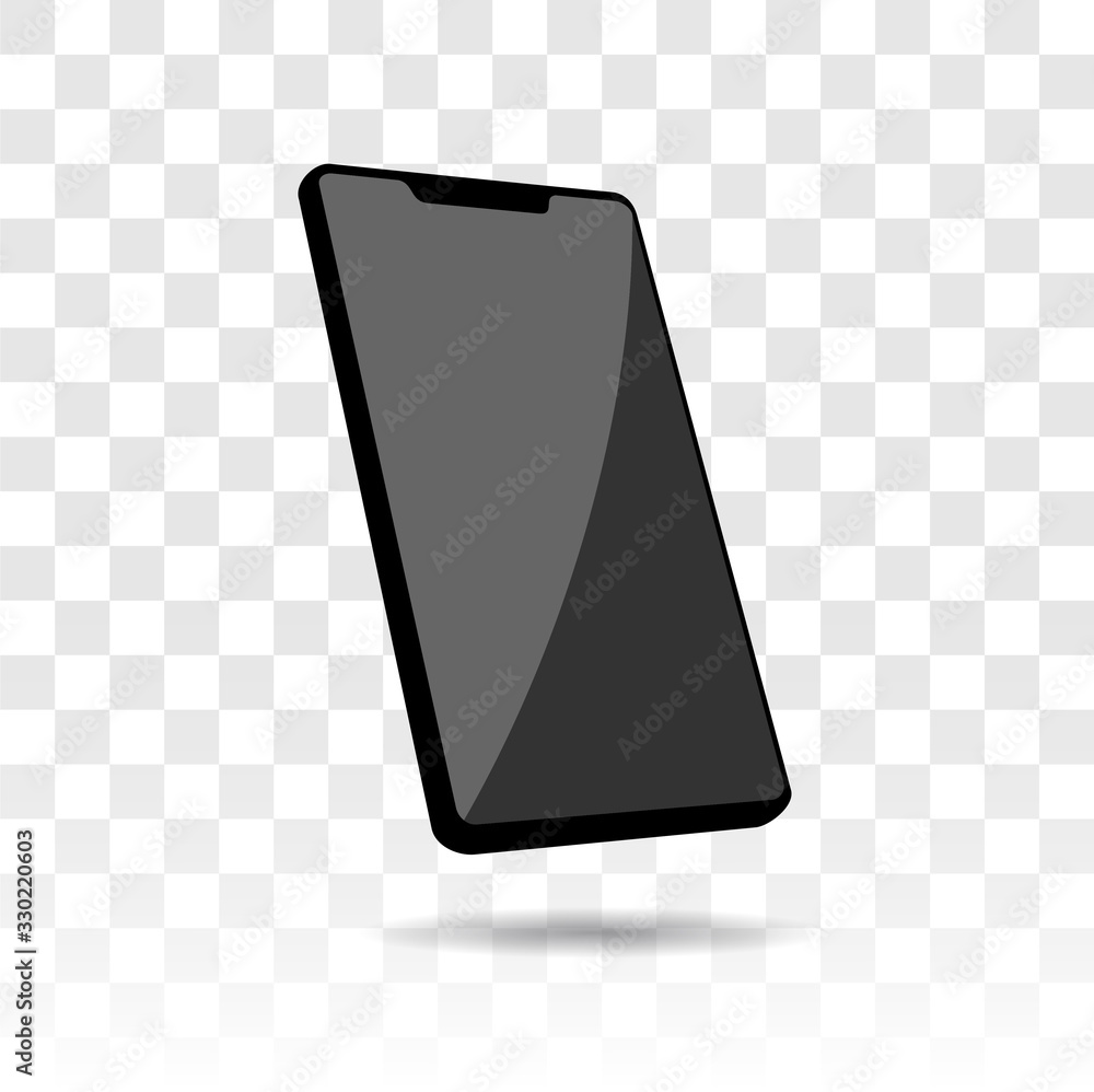 Black Smartphone Side View Perspective Vector Illustration Mockup ...