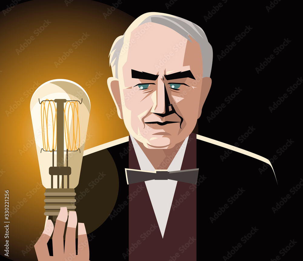 great inventor with a light bulb Stock Vector | Adobe Stock
