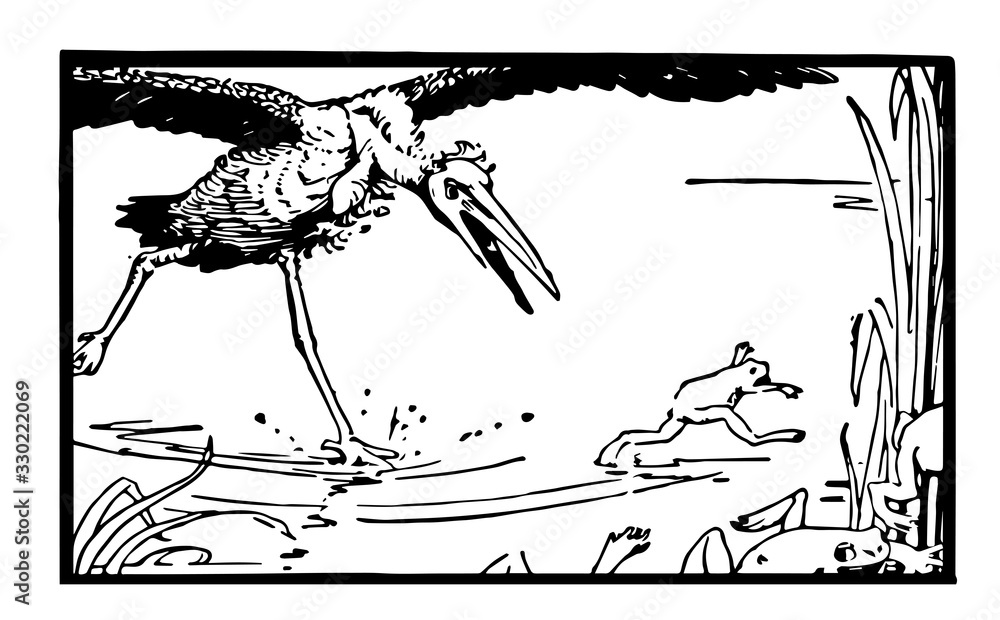 Aesop's Fables, The Frogs Who Wanted a King, vintage illustration Stock ...