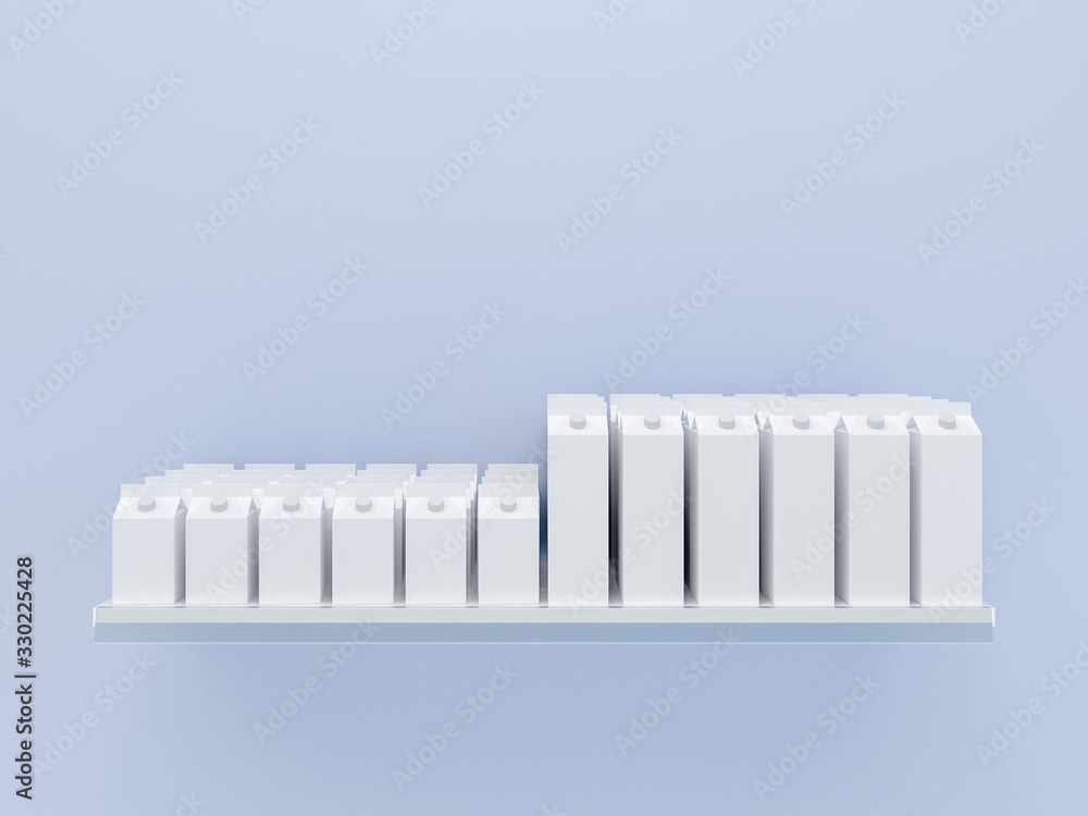Grocery retail shelf with packaging products and shelf talker isolated ...